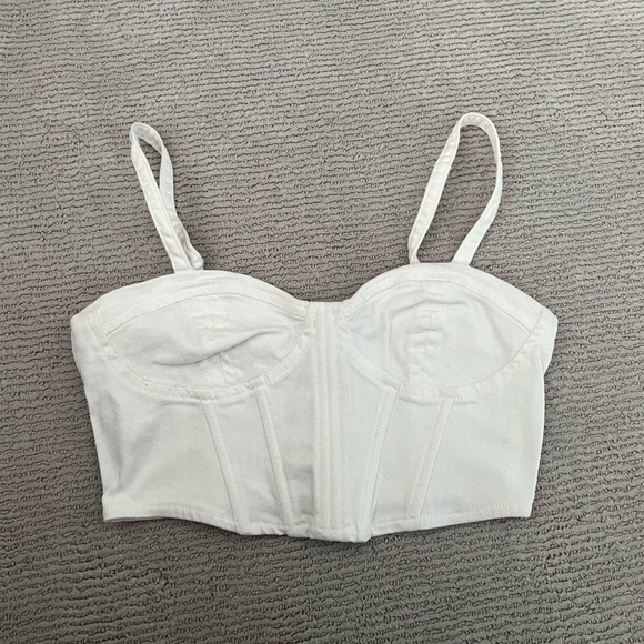 Zara | Tops | Zara White Denim Corset Top | Poshmark